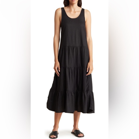 Splendid | Dresses | Nwt Splendid Mirage Tiered Midi Dress In Black ...
